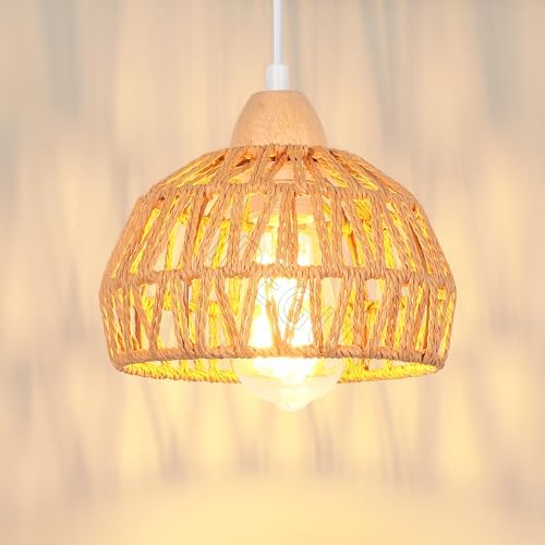 Pheashine Lampadario Rattan, Lampada a Sospensione Boho con Paralume ...