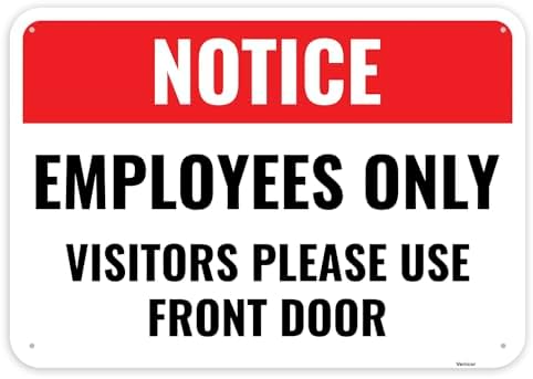 1PC Employee Entrance Only Sign, 14 x 10 Inches - Aluminum Employees ...