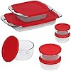 Pyrex Easy Grab - Juego de 14 platos de vidrio para hornear con tapas ...