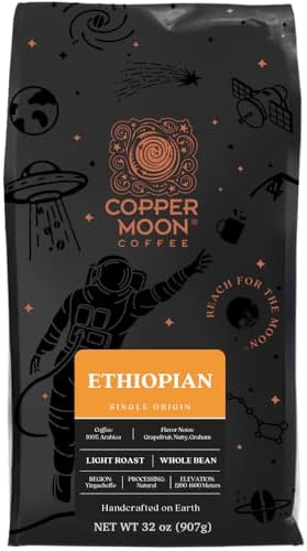 Amazon.com: Copper Moon Whole Bean Coffee, Light Roast, Ethiopian Blend ...