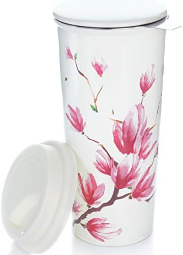 Amazon.com: Willow & Everett 16oz Ceramic Travel Mug with Lid. Magnolia ...