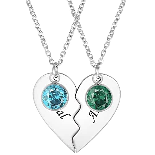 Amazon.com: Custom Couple Name Birthstones Necklace, Personalized ...