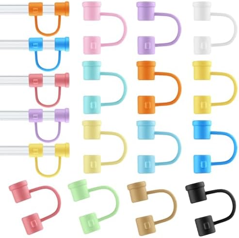 Amazon.com: PLULON 30Pcs Silicone Straw Cover Caps 8mm Reusable Straw ...