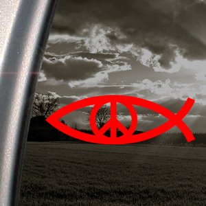 Amazon.com: Christian Fish Peace Symbol Red Decal Window Red Sticker ...