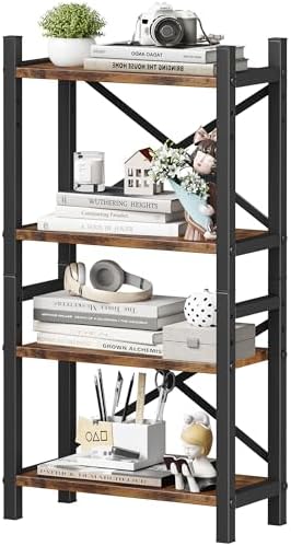 Amazon.com: Desktop Bookshelf, 4-Tier Stackable Narrow Bookcase ...