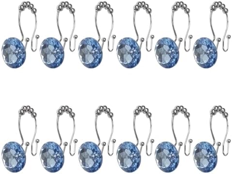 Amazon.com: 12pcs Ligth Blue Bathroom Accesorries Hooks for Curtains ...