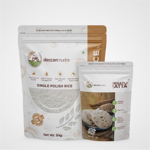 Deccan Mudra - Low GI (Glycemic Index) Telangana Sona Rice (5 kg) & Low ...
