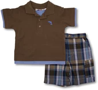 Amazon.com: Good Lad Infant Boys Blue And Brown Plaid Short Set SIZE 18 ...