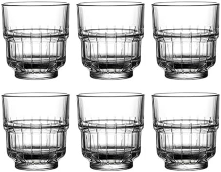 NAVACALA Stackable Drinking Glasses Set of 6 Water Glasses 260ml Glass ...