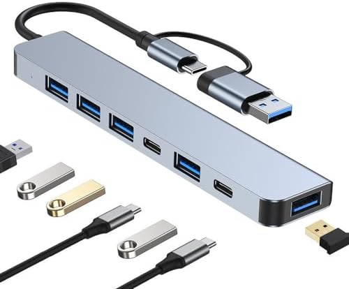 Amazon.com: Aluminum 7 in 1 USB Hub USB C Hub with USB 3.0, Multiport ...