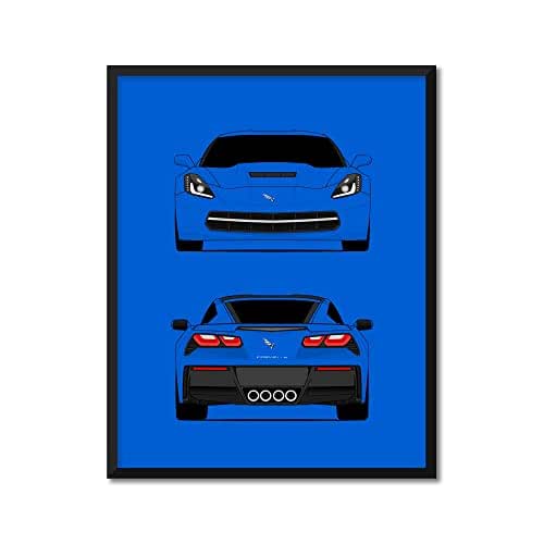 Amazon.com: CUSTOMIZABLE COLOR: Custom Car Posters Chevy Corvette C7 ...