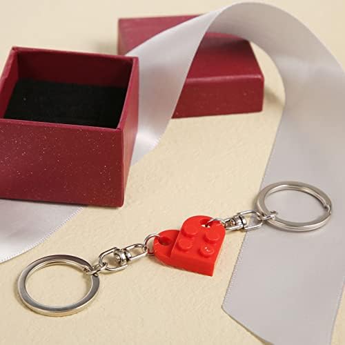 Amazon.com: KINBOM Heart Keychain Set, Red Heart Keychain Small Brick ...