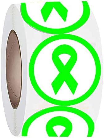 Amazon.com : Green Ribbon Sticker,2 Inch Green Ribbon Awareness Label ...