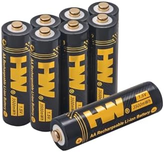 Amazon.com: HW 8 Pack Rechargeable Lithium Batteries AA, 1.5V 3500 mWh ...
