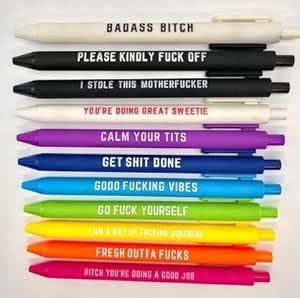 Amazon.com : 12Pcs Funny Pens Retractable Black Ink Pen Snarky Pens ...