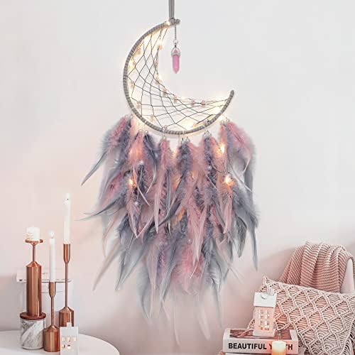 Light Up Dream Catcher Decoration - Pink and White Bedroom Accessory ...