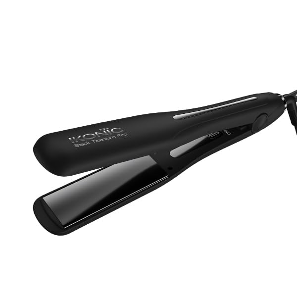 IKONIC Professional Black Titanium Pro Hair Straightner with 1.5 Inch ...