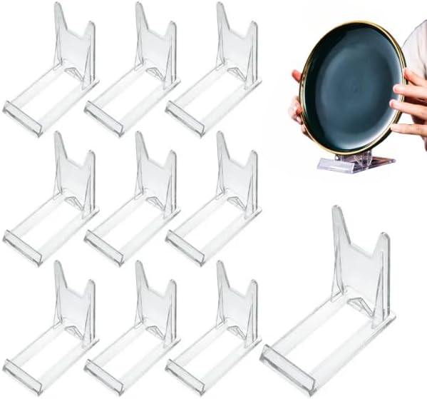 12-Pack Clear Adjustable Plate Display Stands, Multifunctional Acrylic ...