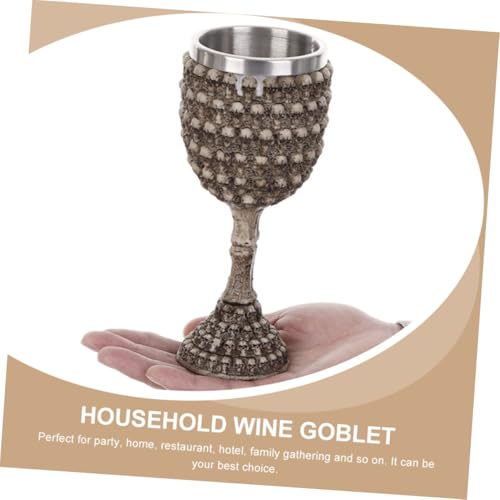 TOBBOMEY Vintage Skull Wine Goblet with Stainless Steel and Resin ...
