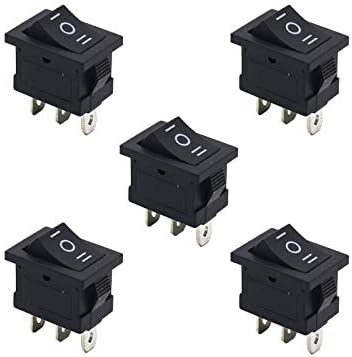 Electronic Spices Pack of 5 Spdt On/Off/On Mini Black 3 Pin Rocker ...