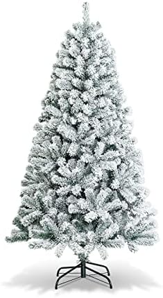 Amazon.com: HAPPYGRILL 6 Feet Flocked Christmas Tree Artificial Xmas ...