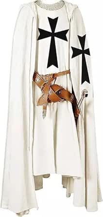 Medieval Cotton Tunic & Cloak Set with Central Cross Emblem – Authentic ...