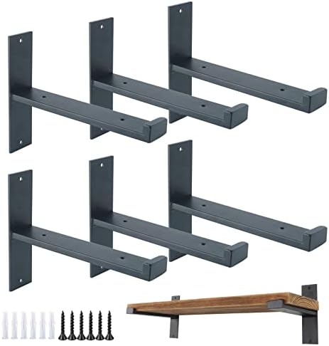 Ouvin 6 Pack Shelf Brackets, DIY Floating T Shelf Brackets for Wooden ...