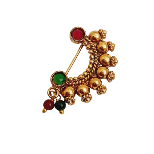 Buy Yash Jewels Emporium Traditional Marathi nathani Oxidised Gold ...