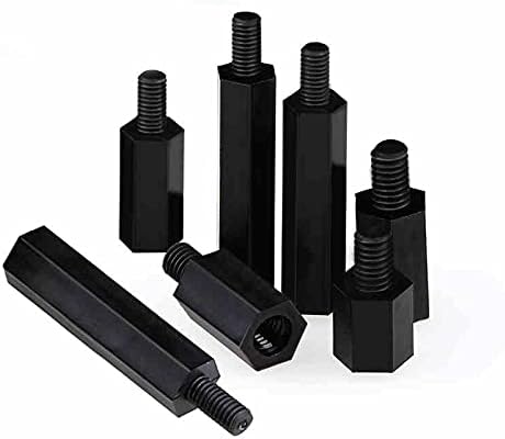 LADATA 50pcs Black Nylon Hex Male Female Standoff Pillar Mount Thread ...