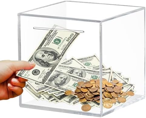 Clear Piggy Bank for Adults kids, Acrylic Money Box Break to Open ...
