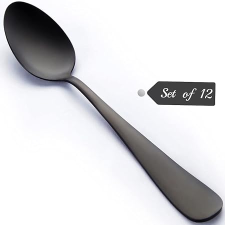 Amazon.com: Matte Black Dessert Spoon, Seeshine 6.8-inch Stainless ...