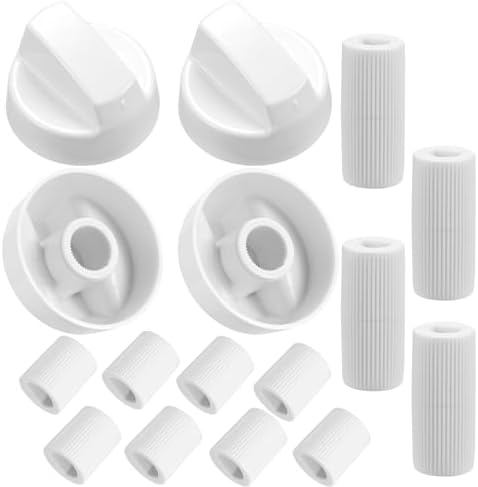 𝑼𝒑𝒈𝒓𝒂𝒅𝒆𝒅 4 Pack White Universal Control Knobs with 12 Adapters ...