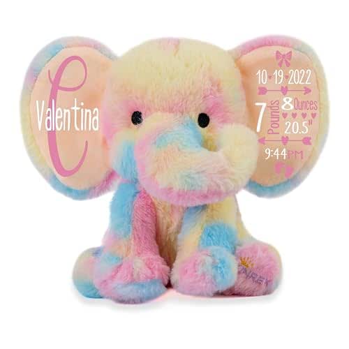 Amazon.com: Personalized Elephant Stuffed Animal - Custom Birth Stats ...