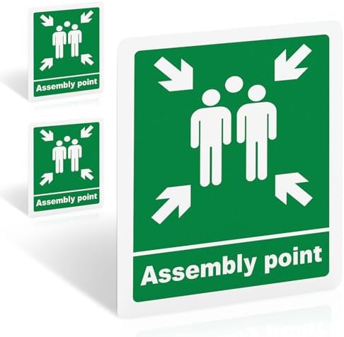 3Pcs Fire Assembly Point Sign - 200mm x 150mm - Matte Self-adhesive ...