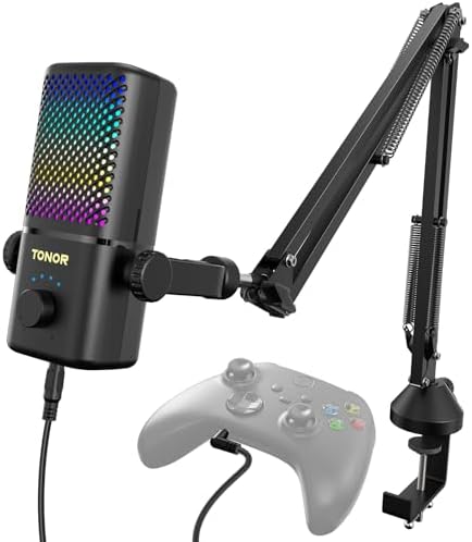 Amazon.com: TONOR Gaming Microphone Compatible with Xbox, RGB Condenser ...