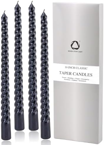Amazon.com: SEVEN LUCKY LIGHT 10 Inch Spiral Black Taper Candles Set of ...