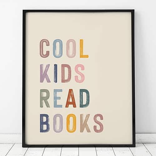 Amazon.com: Cool Kids Read Books, Reading Quote Sign, Playroom Reading ...