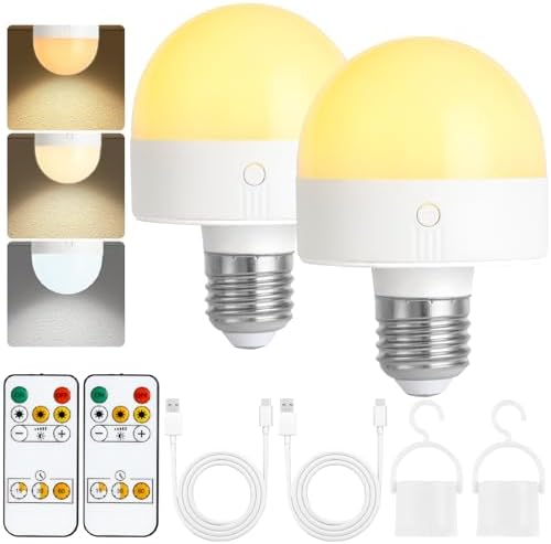 BoRccdit CordlessGlow Rechargeable Light Bulb, 3 Color Temperatures ...