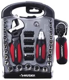 Husky 45-Piece Stubby-Handle Combination Wrench and Socket Set: Work in ...
