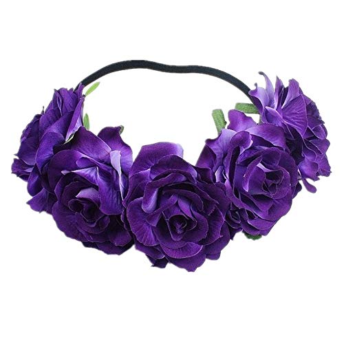 Amazon.com : DNHCLL Rose Floral Headpiece - Fake Flower Crown, Headband ...