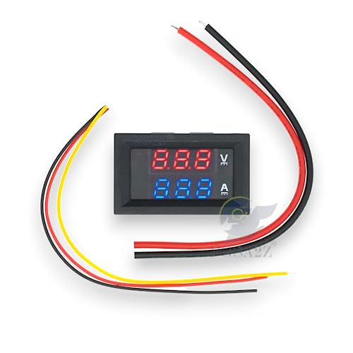 PGSA2Z Dual Digital Voltmeter Ammeter - Red-Blue LED Display - DC 100V ...