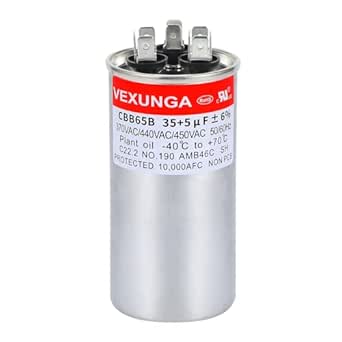 VEXUNGA AC Capacitor 35+5 uF 35/5 MFD 370 or 440 or 450 VAC CBB65B Dual ...