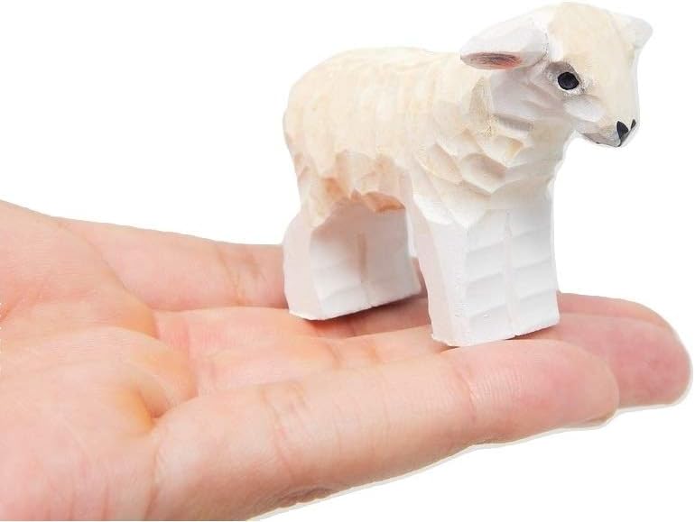 Amazon.com: Selsela Handmade Sheep Wood Figurine Miniature Lamb Small ...