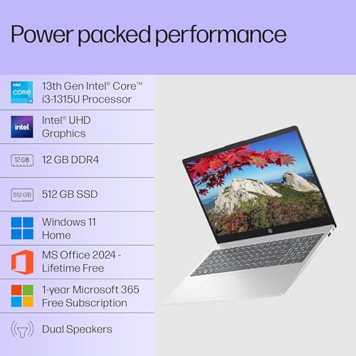 HP 15 Smartchoice, 13th Gen Intel Core i3-1315U (12GB DDR4, 512GB SSD ...