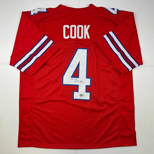 Autographed/Signed James Cook Buffalo Red Football Jersey Beckett BAS ...