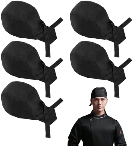 Lot de 5 bonnets de cuisine réglables - Long bandana de service ...