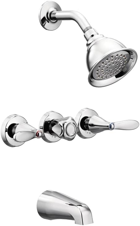 Moen Adler 3 Handles Tub and Shower Faucet Chrome Metal - Amazon.com