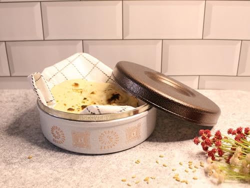 Buy Jiscovery Stainless Steel Airtight Designer Chapati Box| White ...