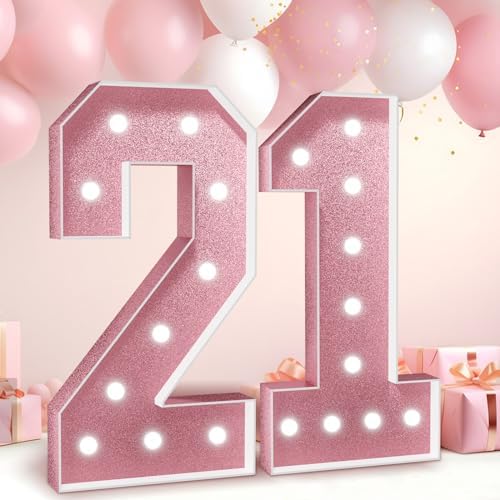 Amazon.com: Marquee Numbers Rose Gold 21st-Birthday Decoration: 4FT ...