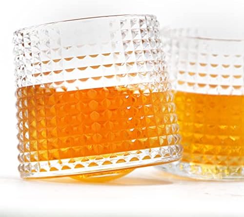 Amazon.com | JEKMOS Rotatable Whiskey Glasses Set of 2 Old Fashioned ...